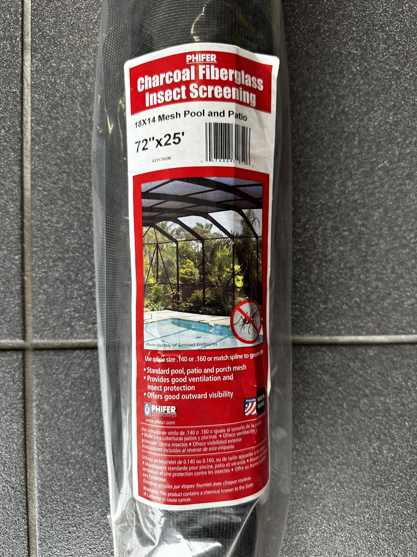 Phifer Charcoal Fiberglass Insect Screening 72”x25’. for Sale in Miami ...