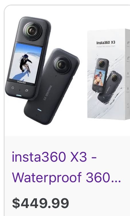 insta360 X3 - Waterproof 360 Action Camera with 1/2" 48MP Sensors, 5.7K 360 Active HDR Video ...