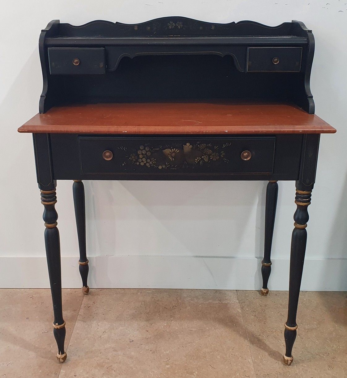Vintage Ethan Allen Hitchcock Ebony Writing Desk Black 14-9514 for Sale ...