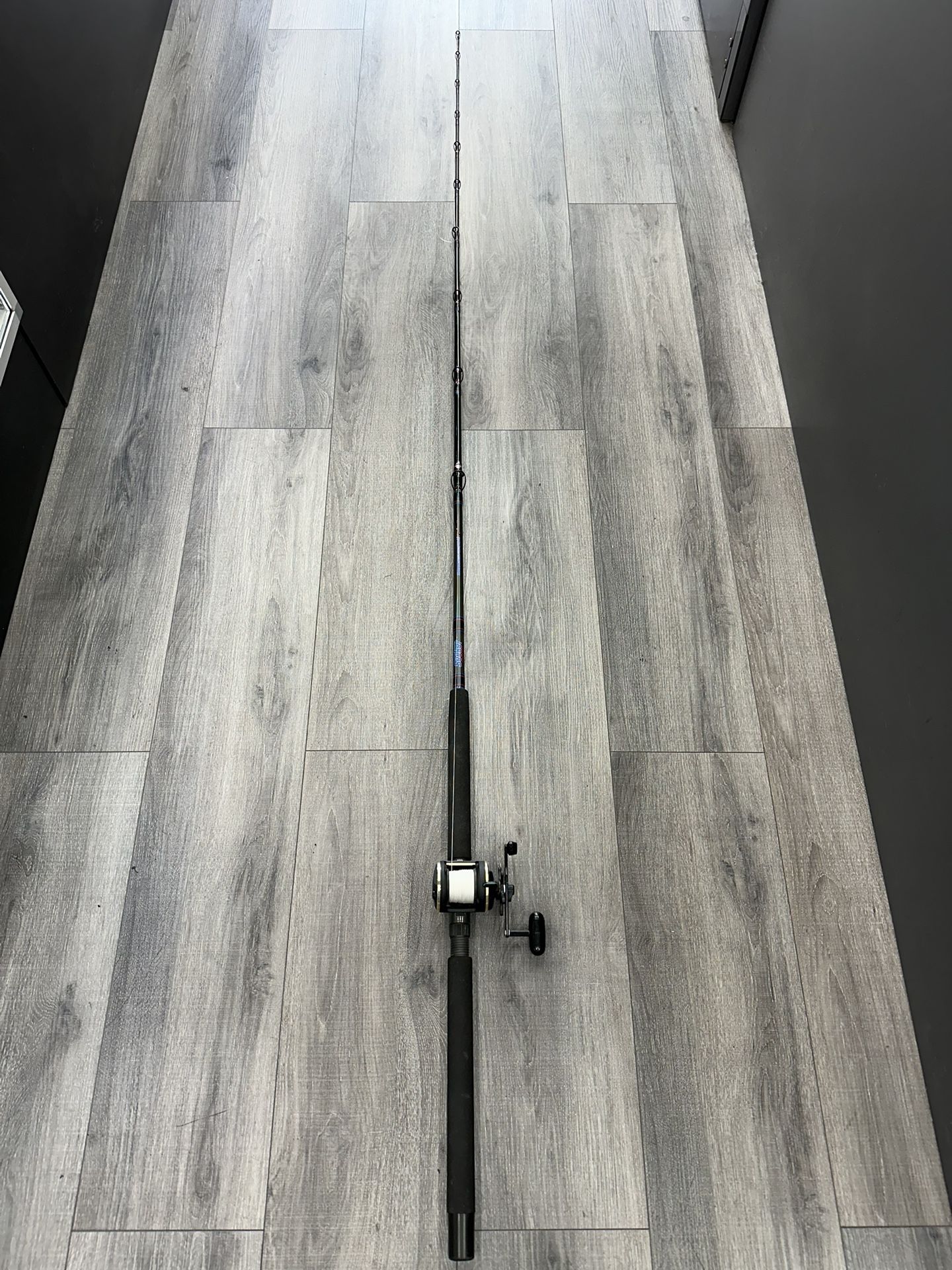 Seeker G270H 8’ 20-30lb Black Steel Graphite Fishing Rod w/ Daiwa ...