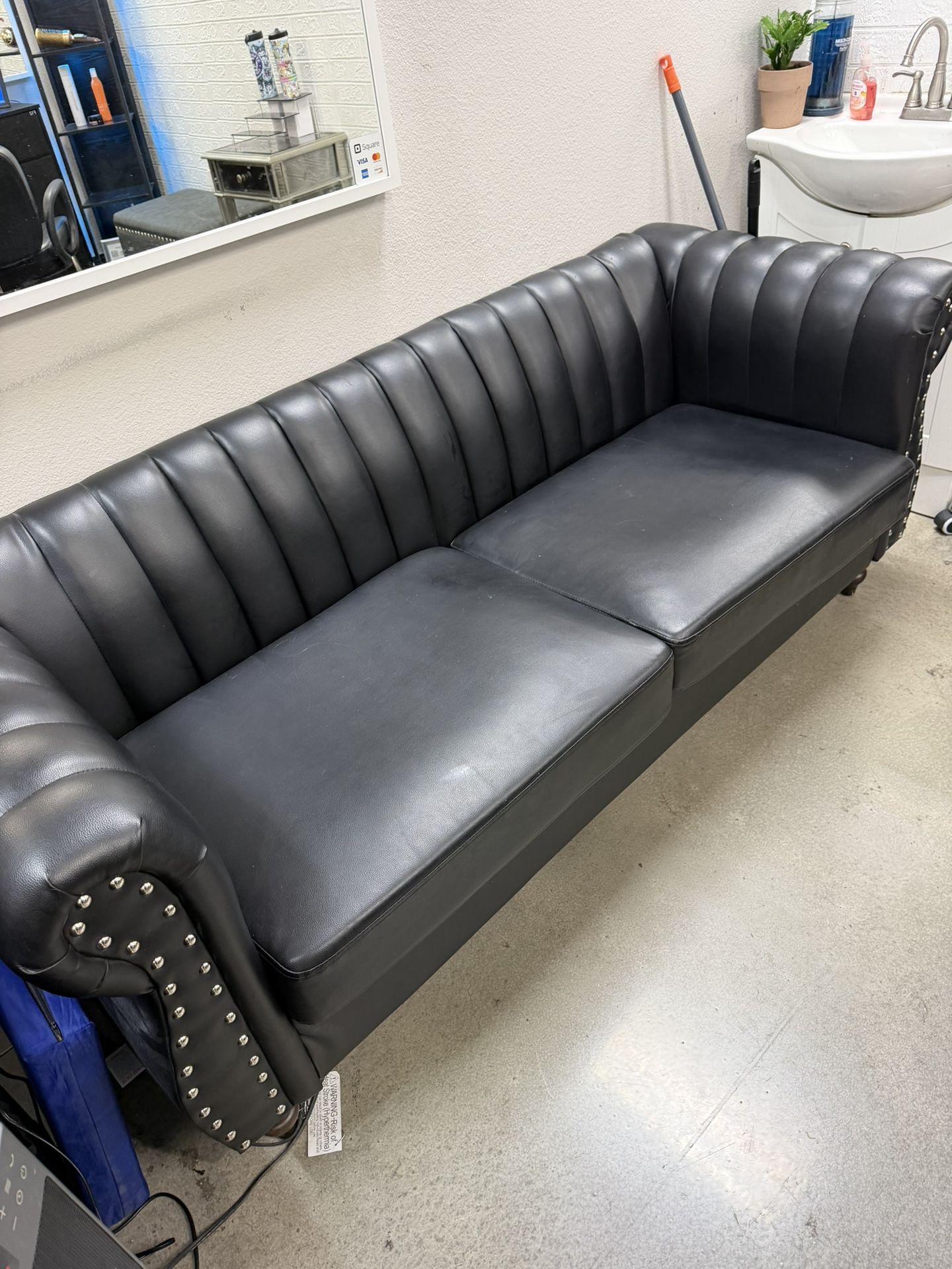 Black Leather Studded Couch for Sale in Henderson, NV - OfferUp