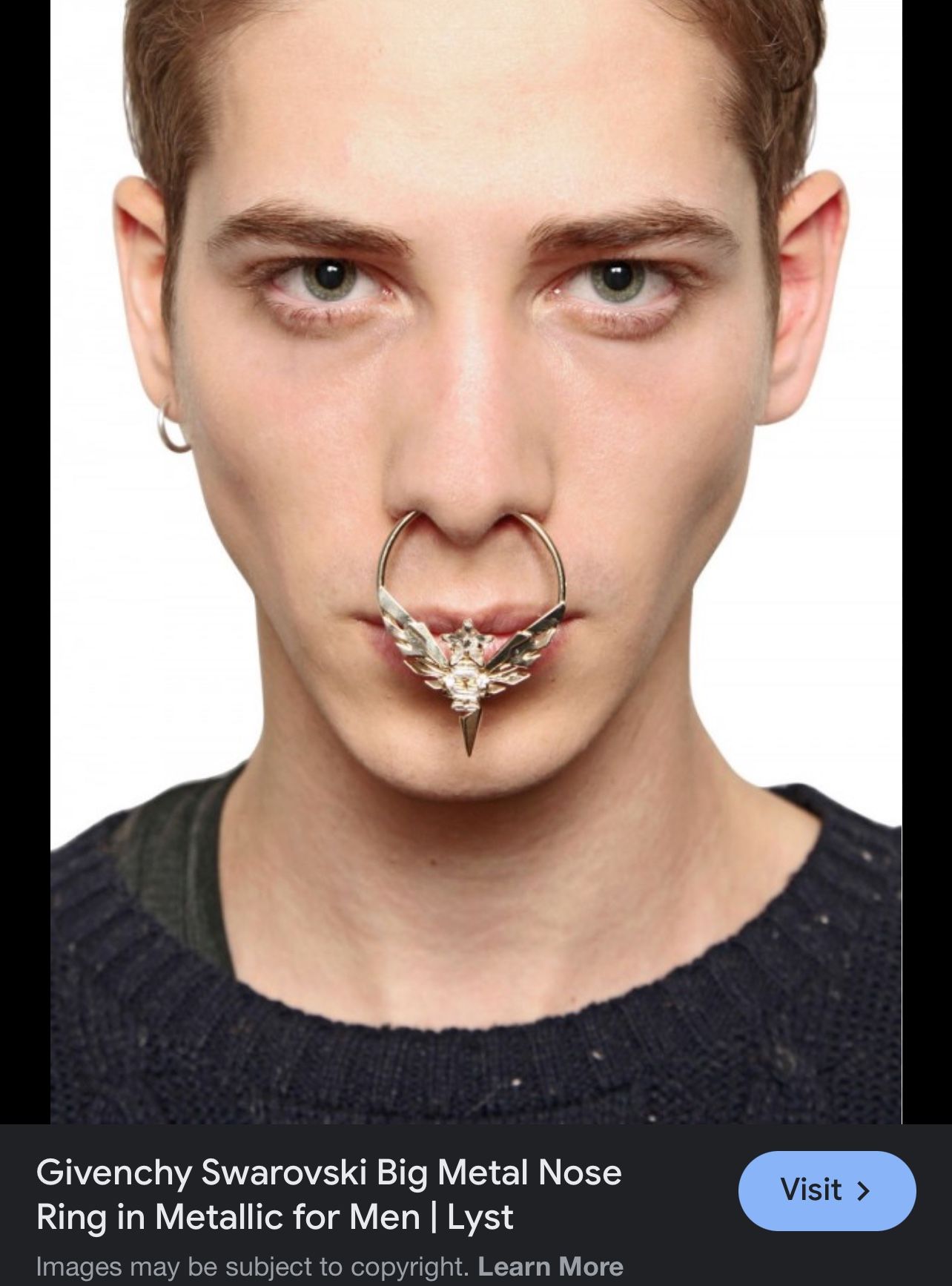 Givenchy A/W12 Bejeweled Brass Large Nose Ring for Sale in Los Angeles ...