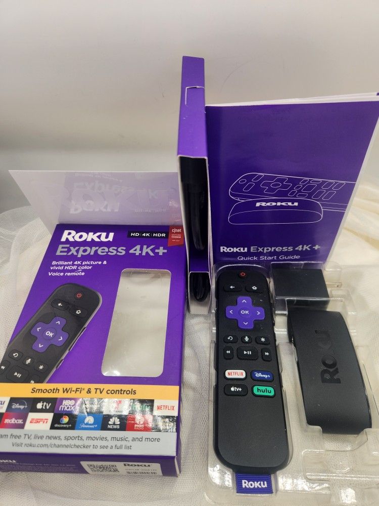 Roku Express 4K+ | Roku Streaming Device 4K/HDR, Roku Voice Remote ...