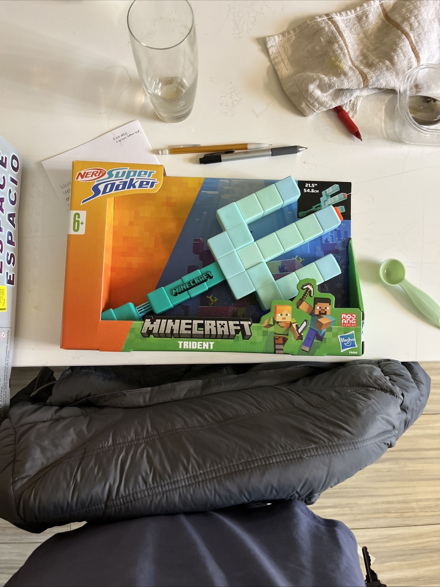 (2) Nerf Super Soaker Minecraft Trident Water Blaster Pull Back Plunger ...