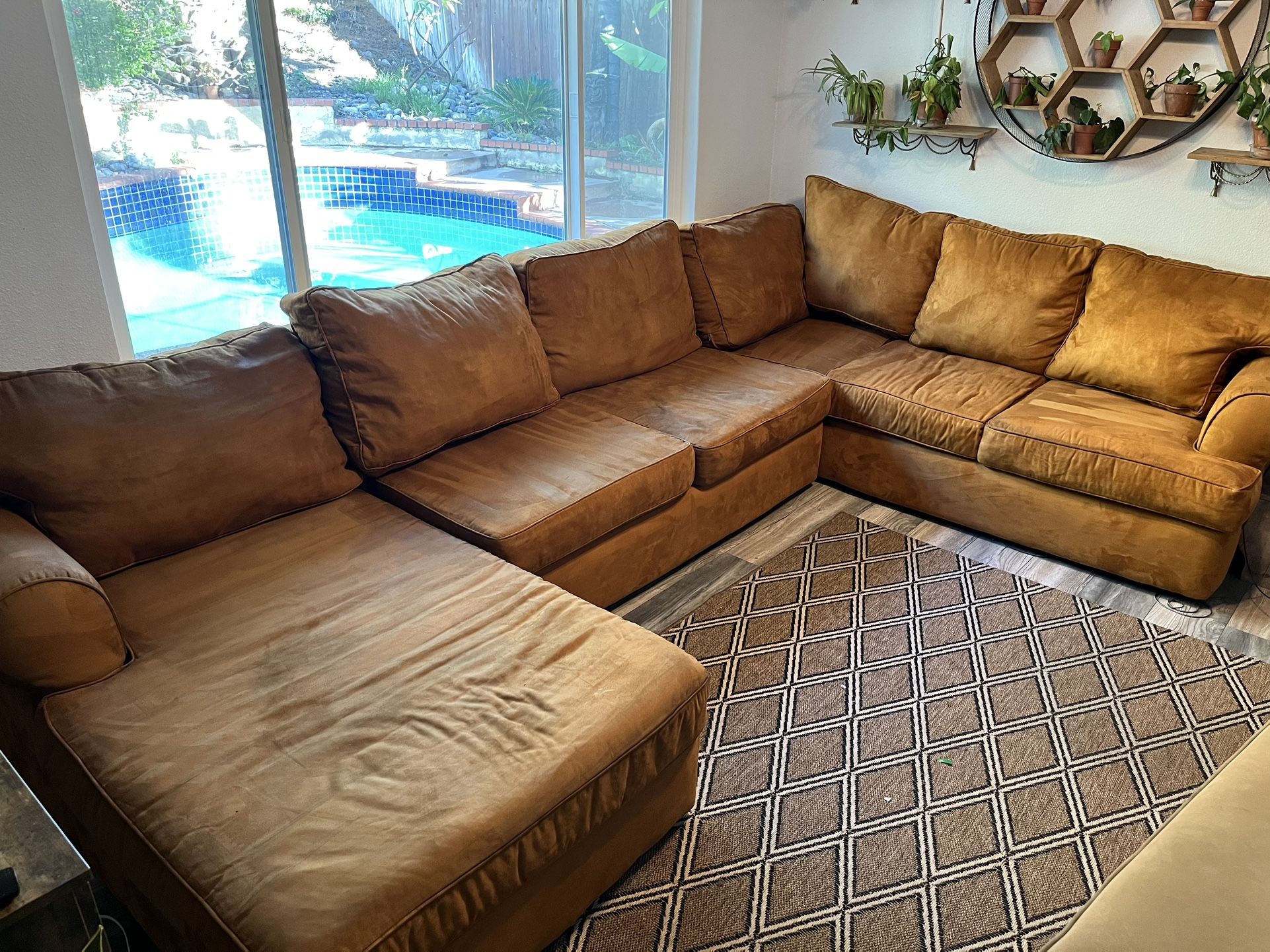 Rust-Colored Suede Sectional for Sale in El Cajon, CA - OfferUp