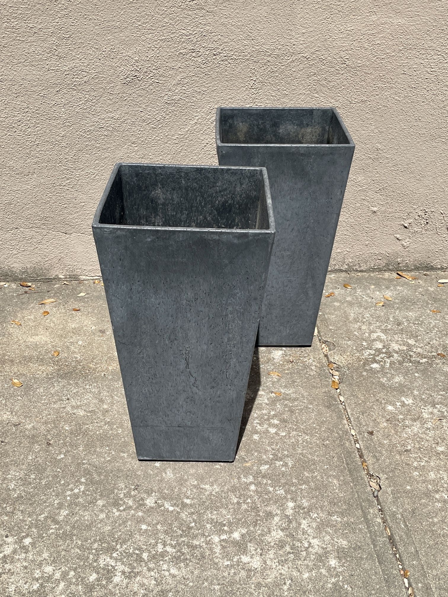 Set of Two Resin Planters 20” Tall Fluted Square Pots Target for Sale ...