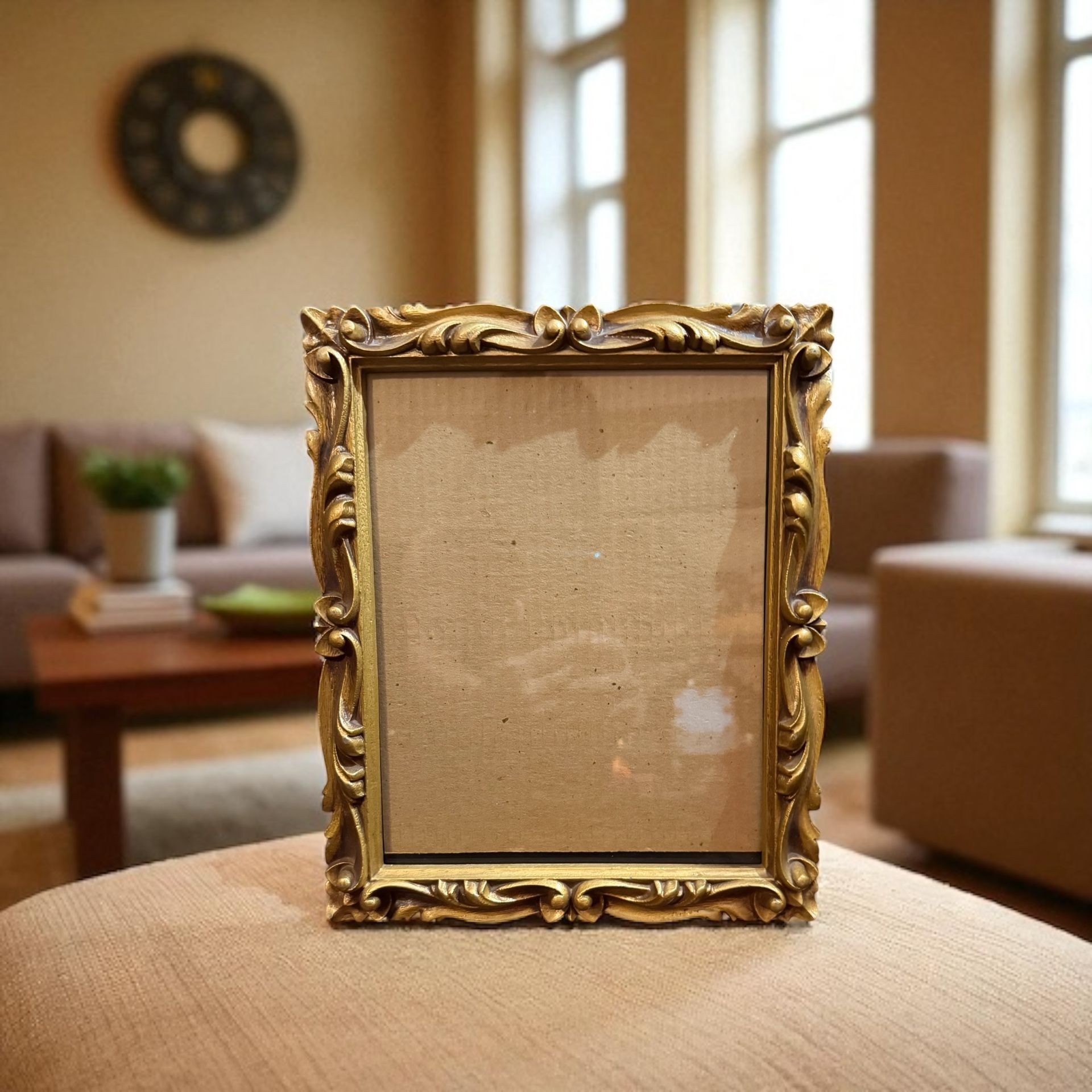 1972 Vintage Faux Wood Ornate Edge Table Photo frame 8" x 10" for Sale ...