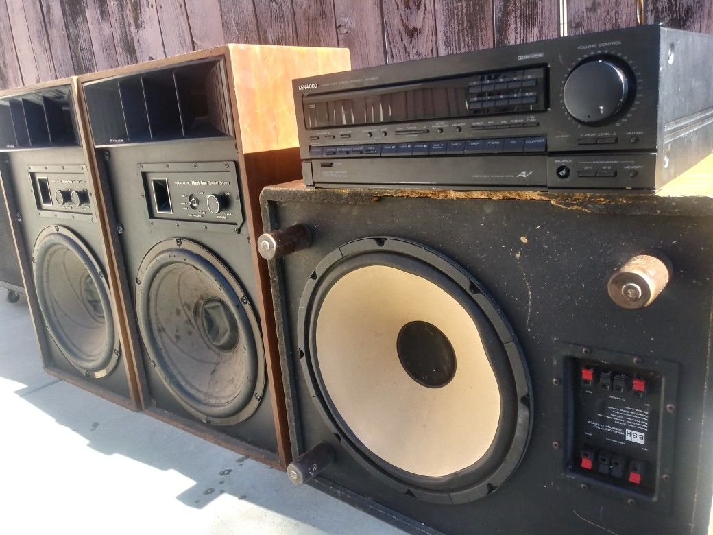 Realistic mach one speakers, kenwood stereo, sub woofer and 15" speaker ...