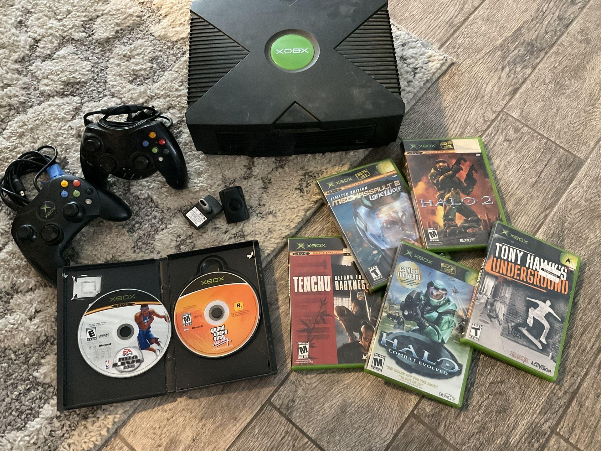 Xbox Original Console With Two Remotes, Games And Cards for Sale in ...