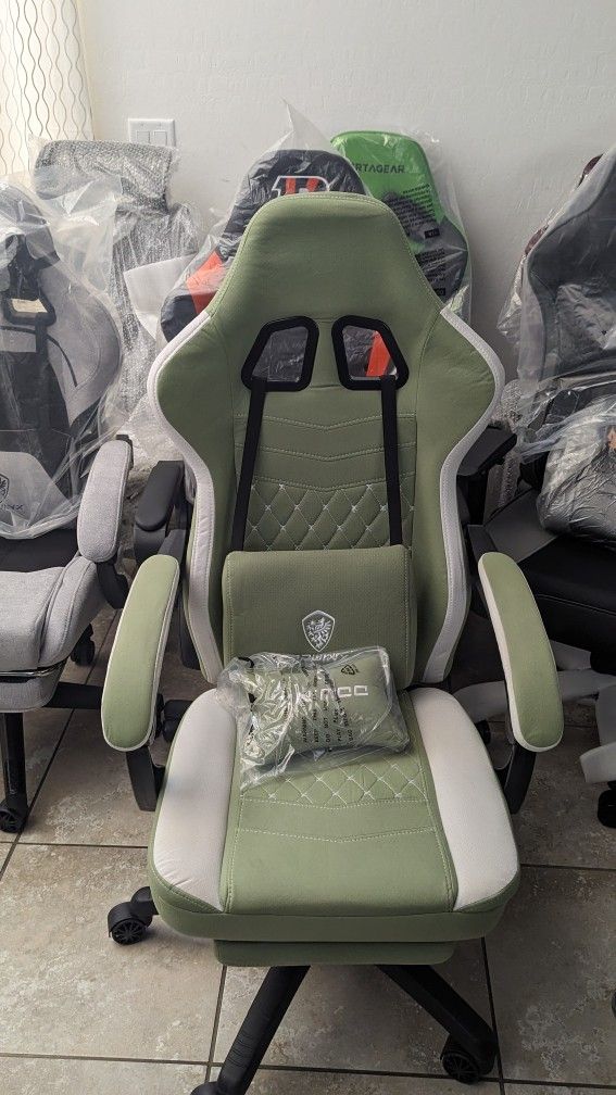 BRAND NEW MINT GREEN DOWNIX CLOTH FABRIC GAMING /OFFICE CHAIR WITH ...