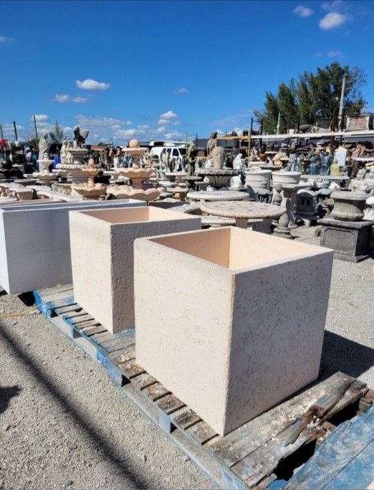 Concrete Large Square Planter / Cement Stone Backyard Patio Pots Garden ...
