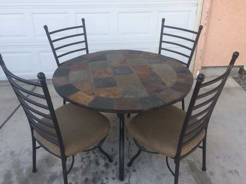 Ashley Slate Dining Table 47 Inch Wood Round Kitchen Dining Table For