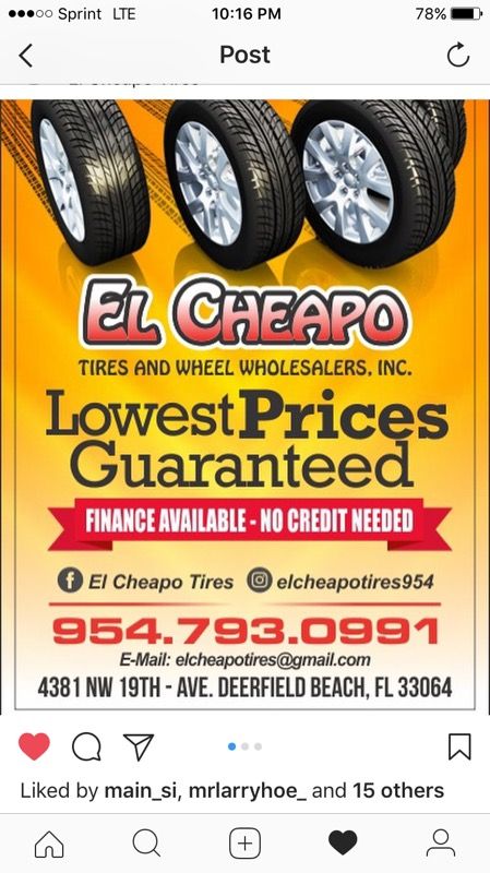 EL CHEAPO HAS THE LOWEST PRICES ON TIRES AND WHEELS GUARANTEED for Sale ...