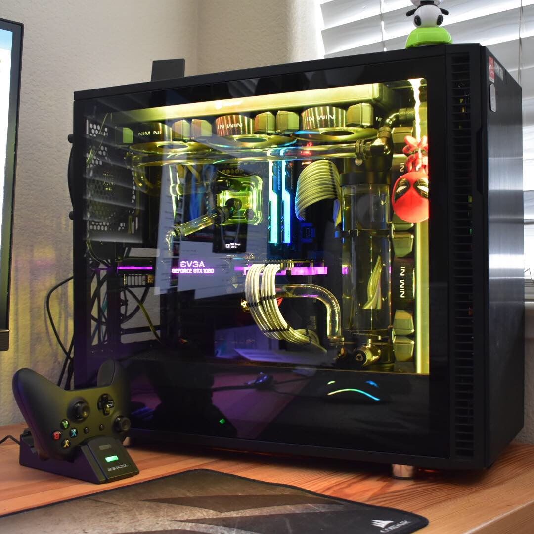 Custom full watercooling Loop gaming Pc with full RGB AuraSync i7-8086k ...