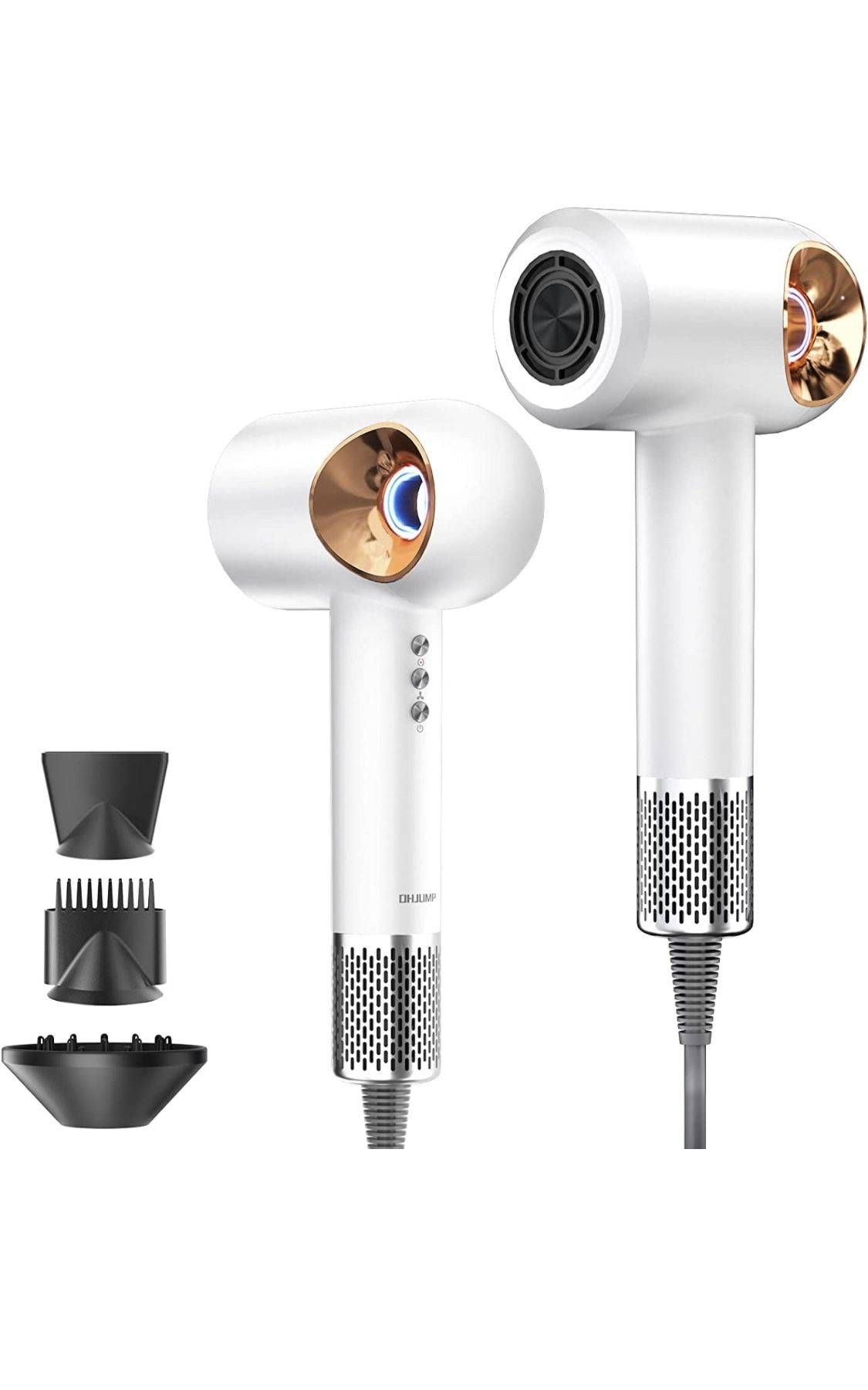 Brushless Hollow Halo Ionic Hair Dryer with Diffuser, OHJUMP T9 ...