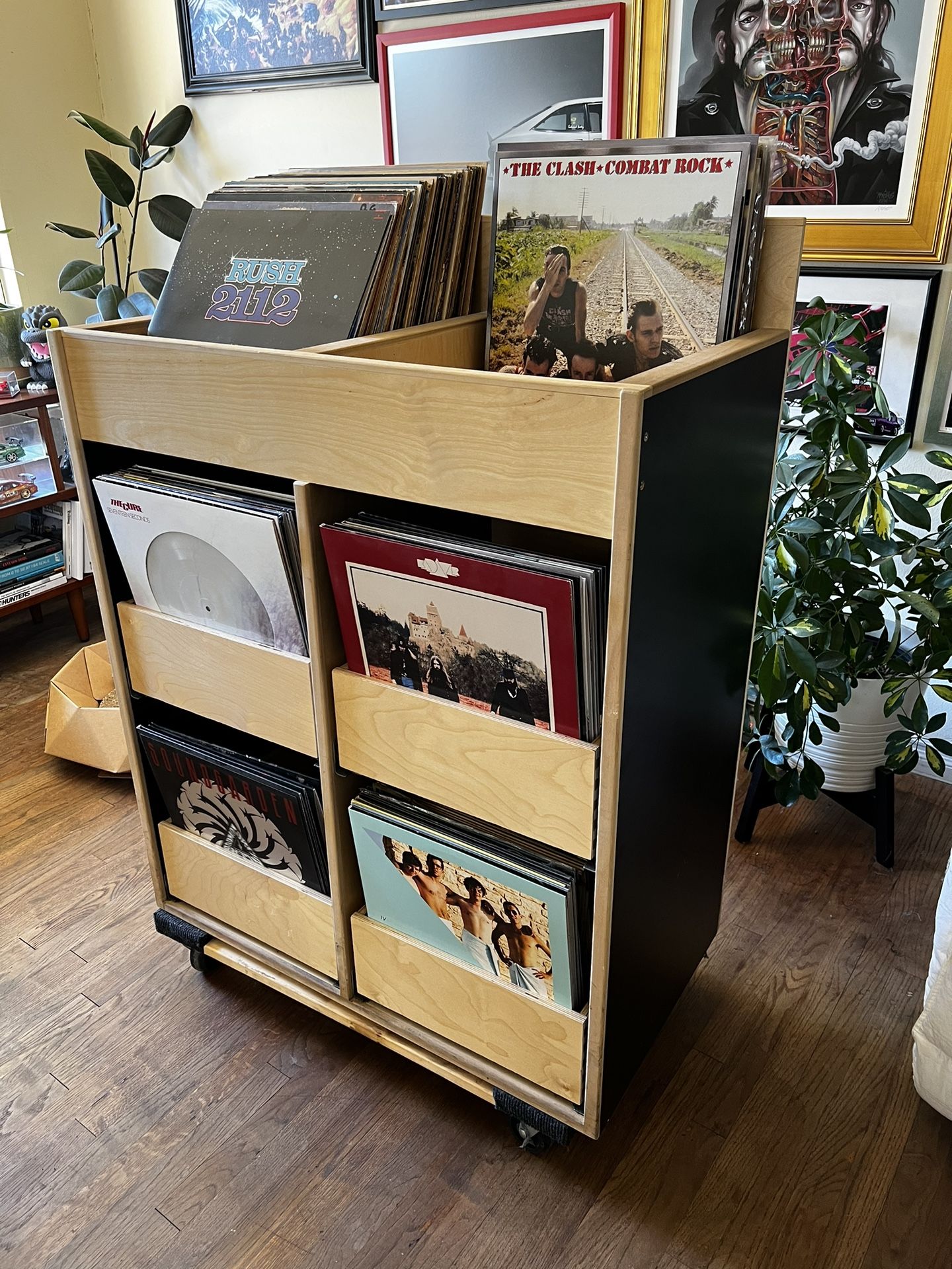 Solid Wood Vinyl Record storage With Drawers Hold Over 400 Records ...
