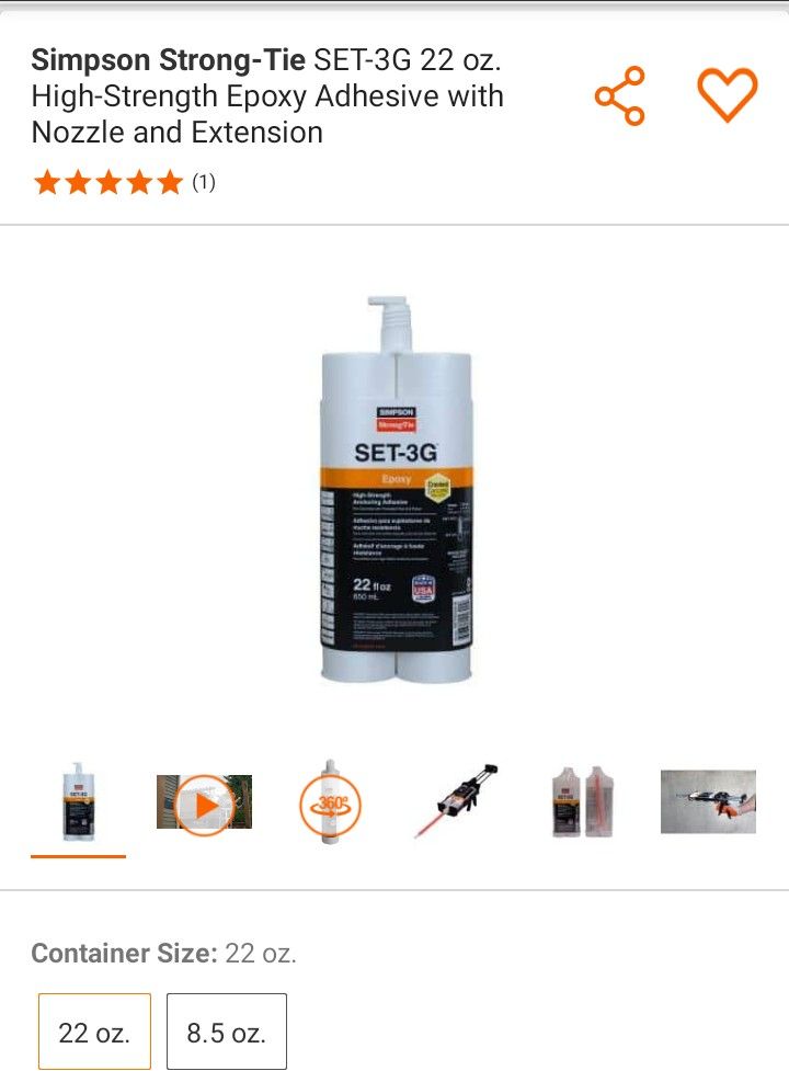 Simpson Strong-Tie SET-3G 22 oz. High-Strength Epoxy Adhesive with ...