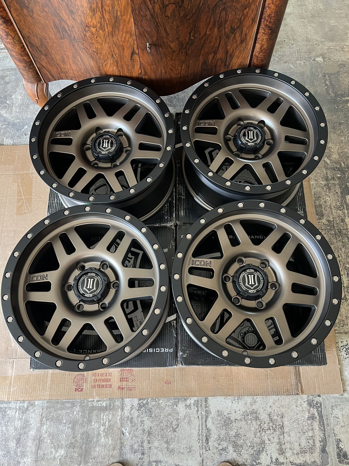 Set of 4 Wheels New 6x139.7mm ICON 17x8.5" Six Speed Bronze 25mm Offset ...