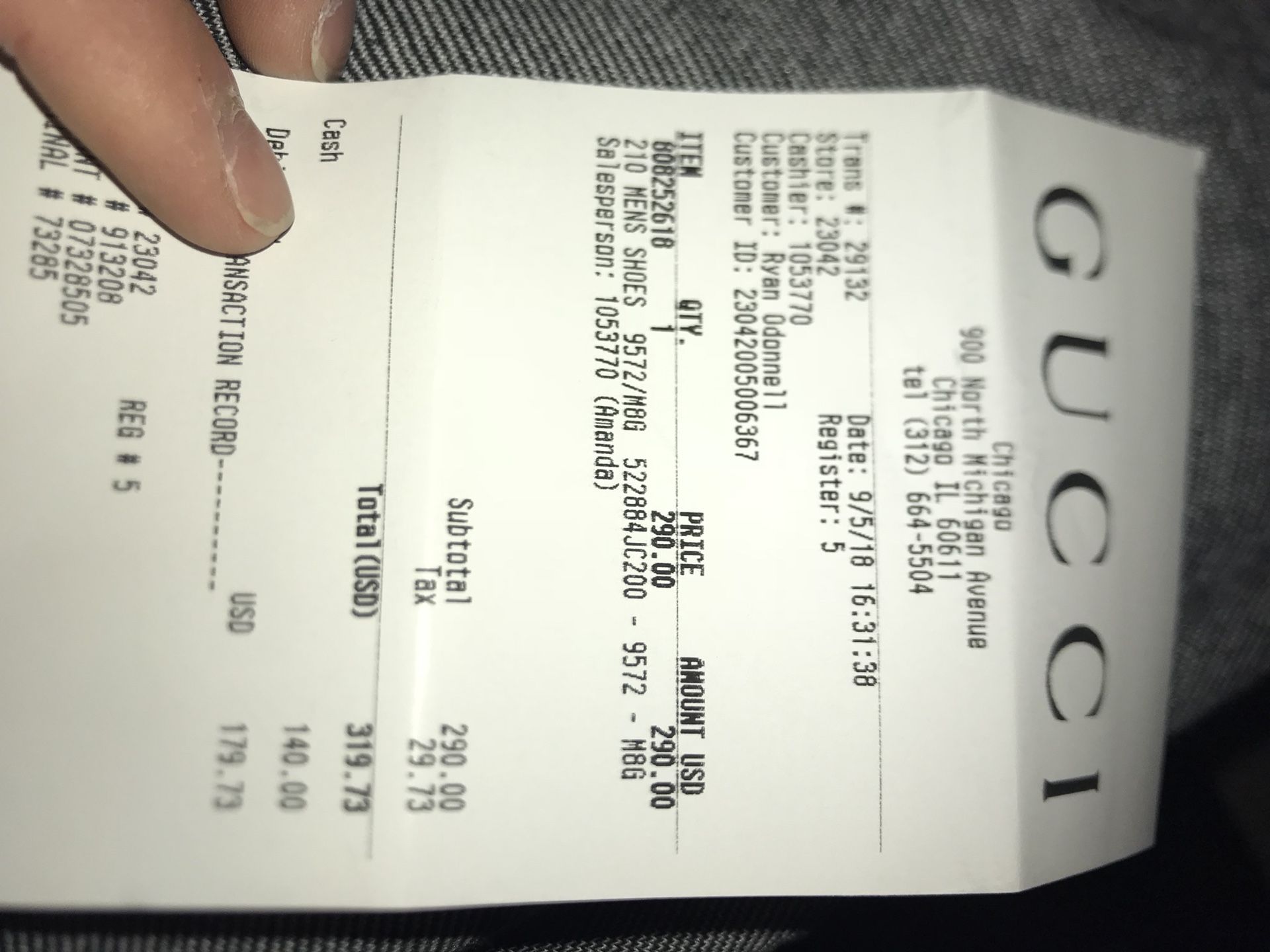 Gucci Receipt