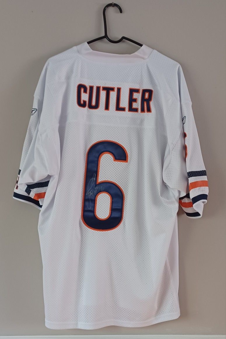 Autographed Jay Cutler Chicago Bears White #6 Jersey, Reebok NFL ...