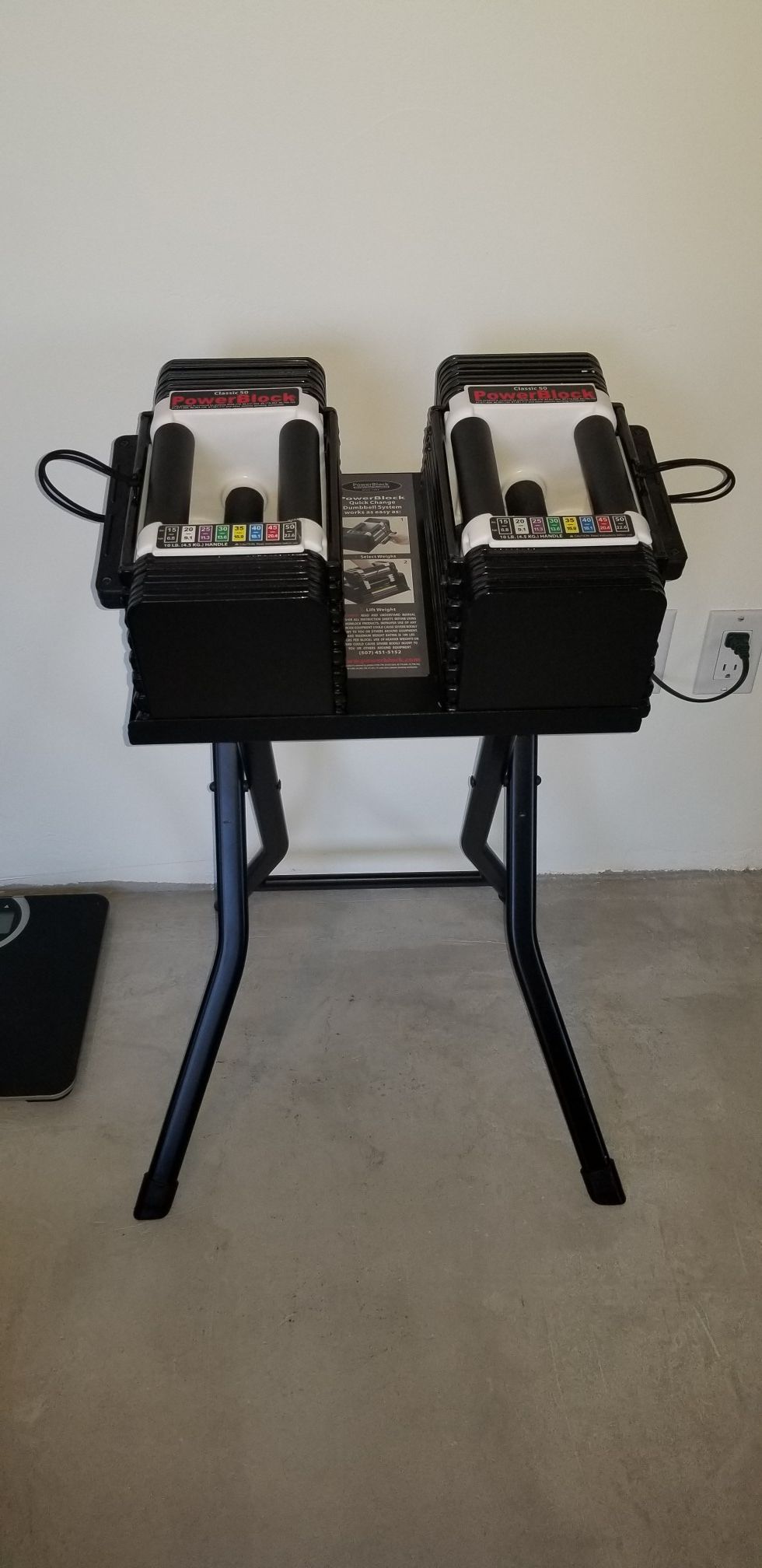 PowerBlock Classic 50 Adjustable Dumbell set and Stand 10 to 50lbs for ...