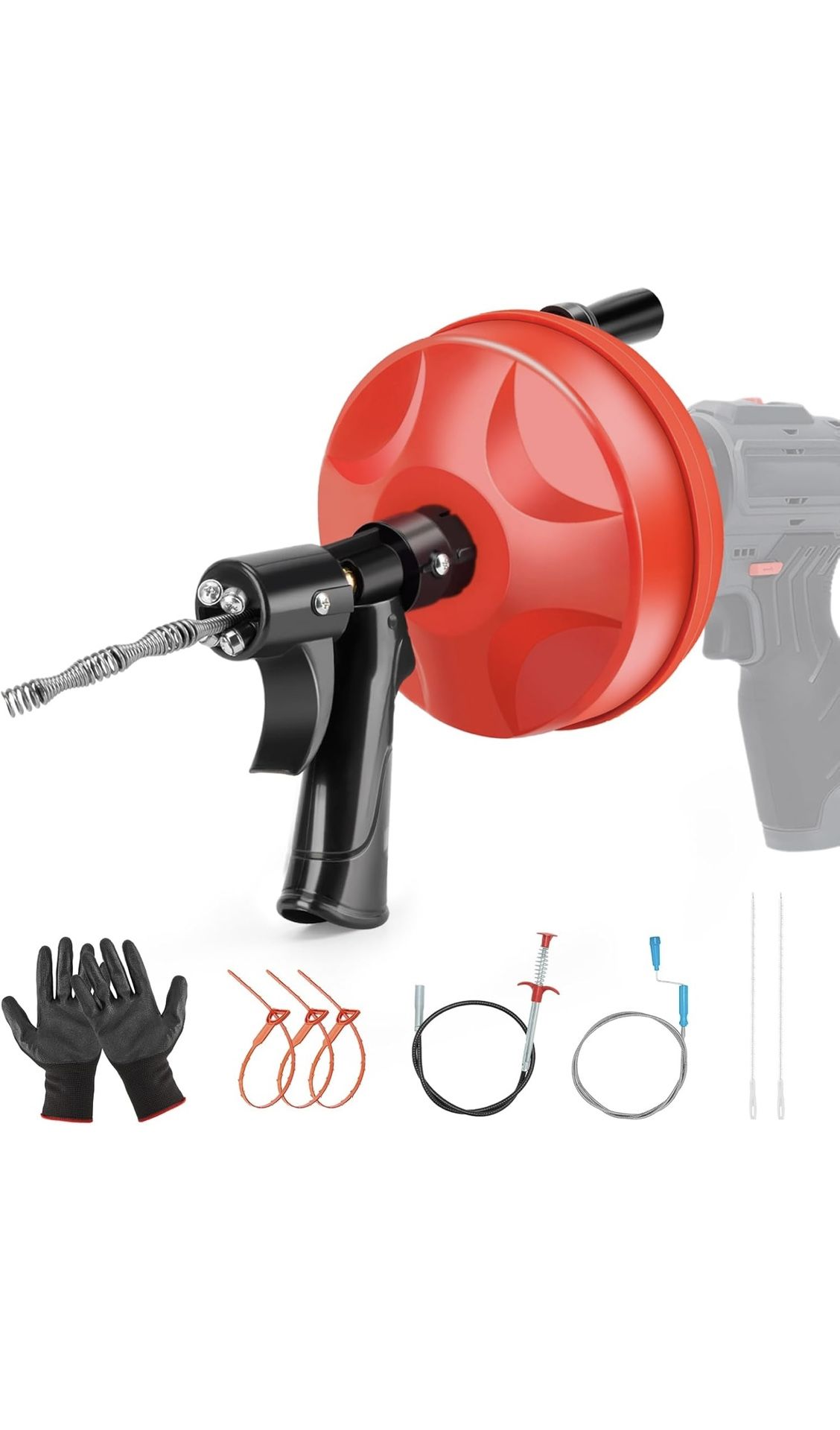 Upgrade Plumbing Snake Drain Auger,35 FT Automatic Retract Drain Snake ...