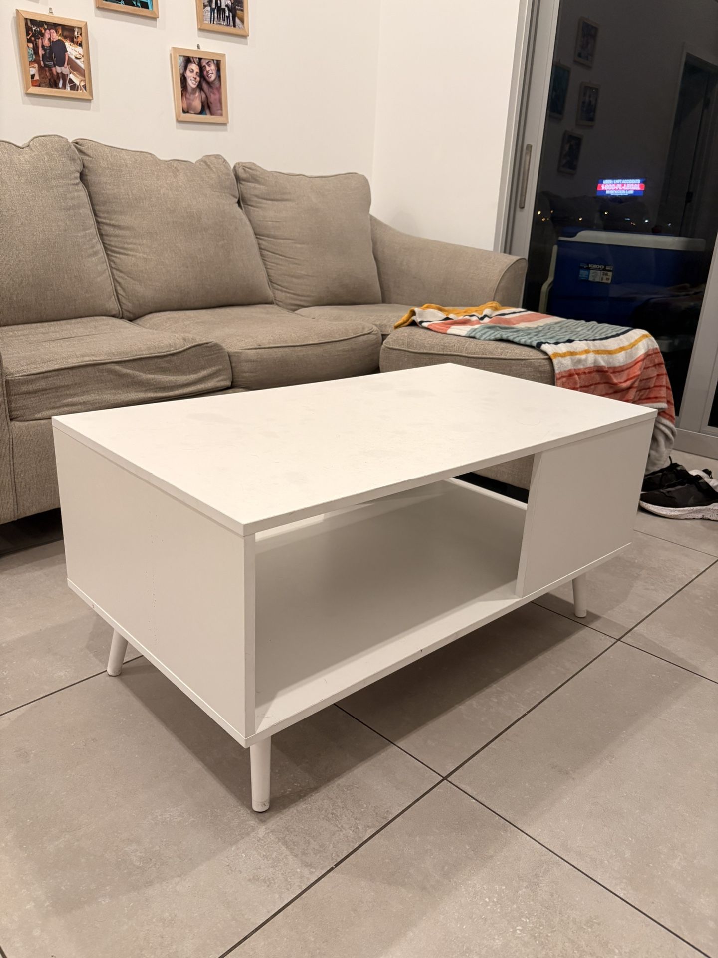 SUPER DEAL Wooden Coffee Table 2 Tier Mid Century Modern Center Table ...