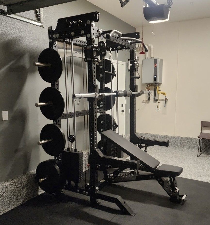 Vesta Ultimate Rack 2in1 | 160lbs Weight Stack | 230lbs Colored Bumper ...