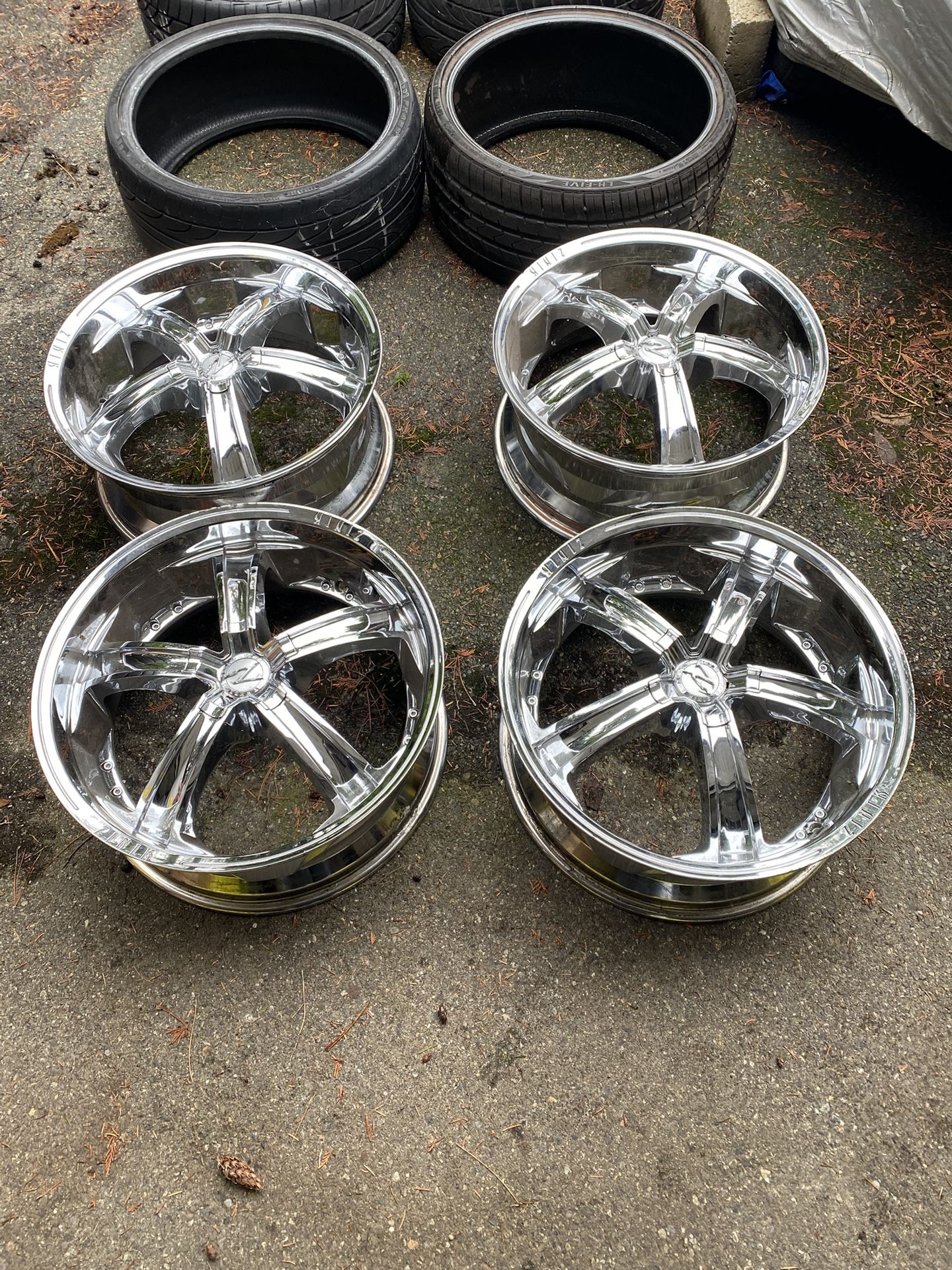 20” Zinik Chrome Wheels + 235/30R20 Tires – 5x100 Bolt Pattern – Fits ...