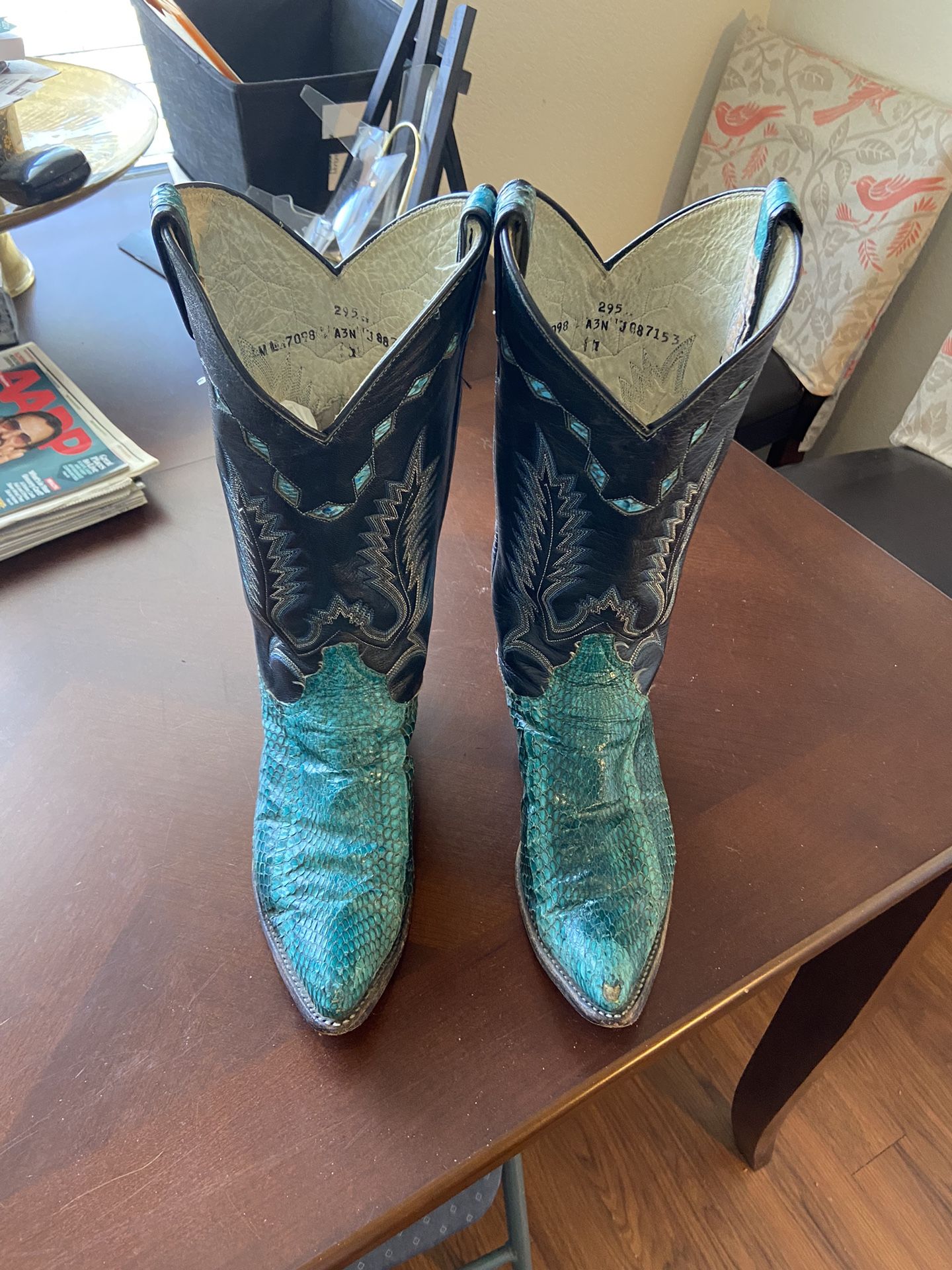 Turquoise And Black Snake And Leather Boots for Sale in Goodyear, AZ ...