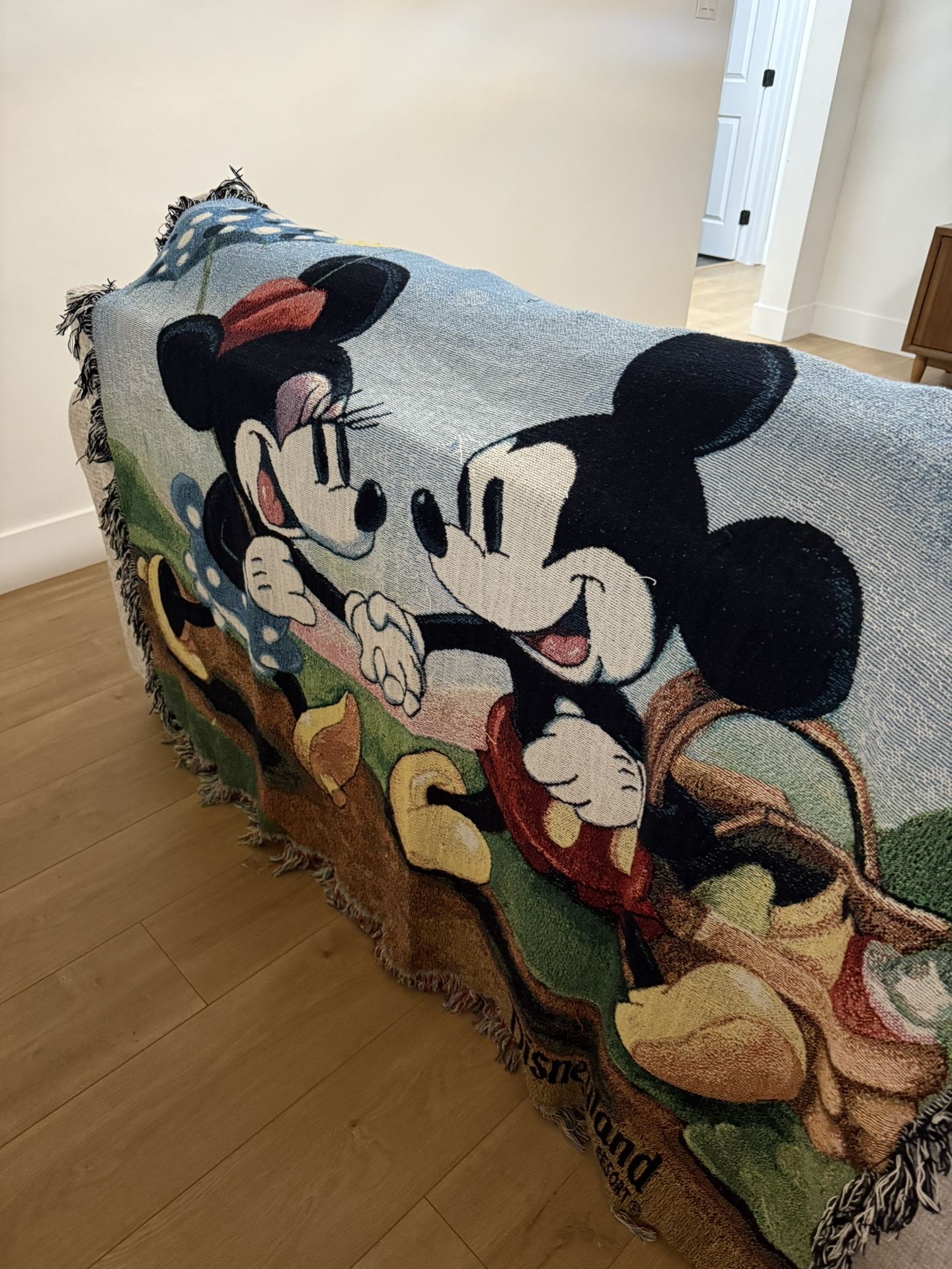 Walt Disney World Vintage Mickey Mouse & Minnie Tapestry Blanket Throw ...