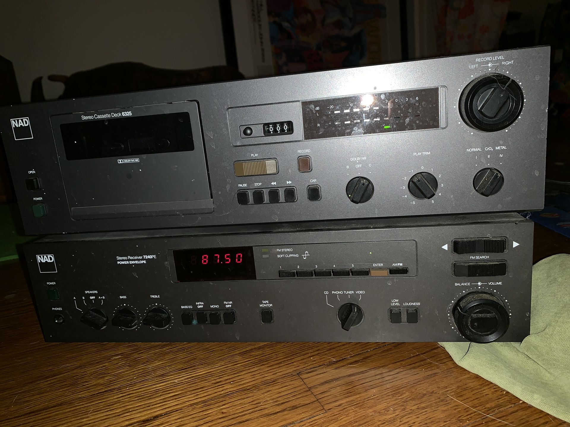 Vintage 80s NAD stereo receiver (NAD 7240 PE) and tape deck (NAD 6340 ...