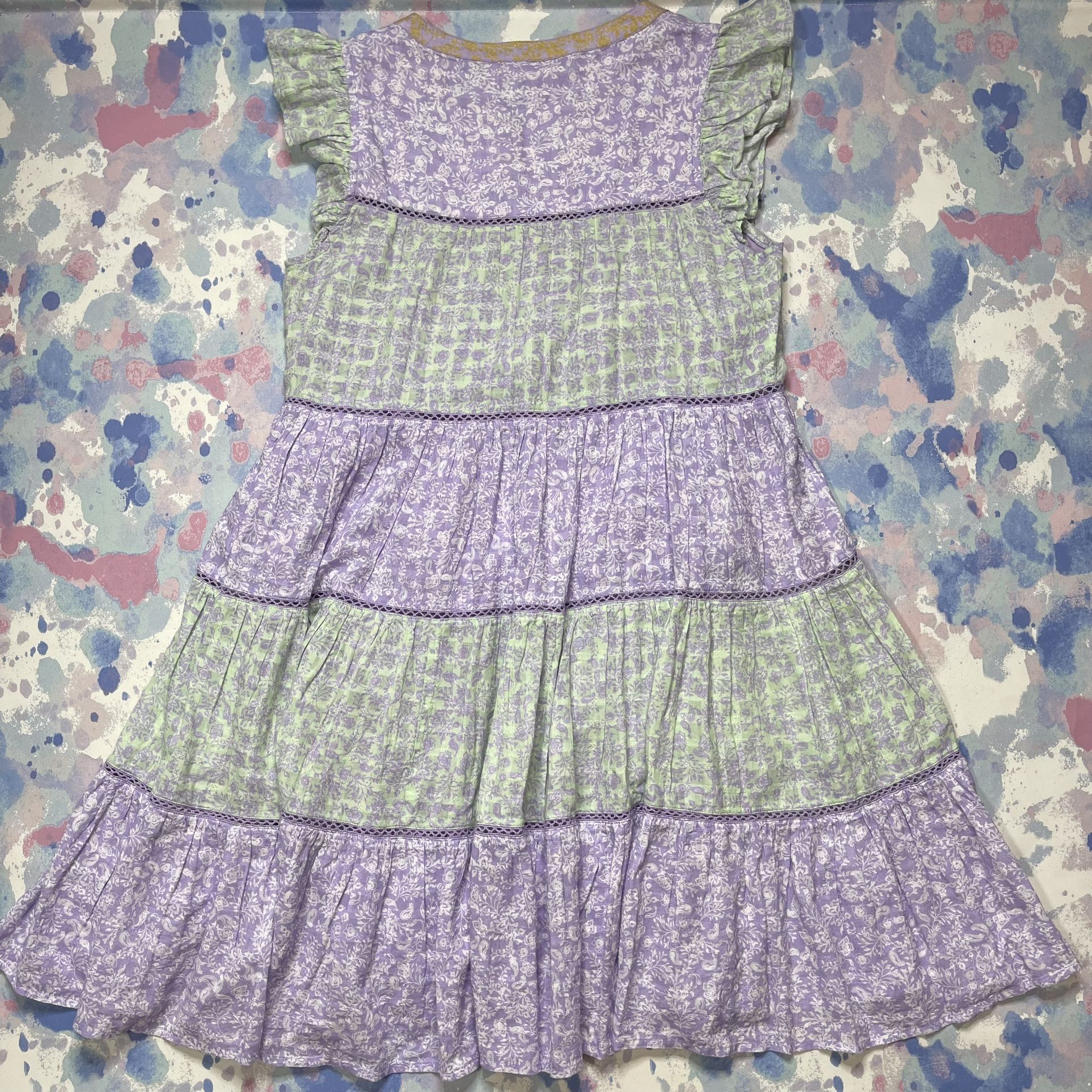 Roller Rabbit Ismay Pippa Tiered Lace Accent Dress Women’s Size Small ...