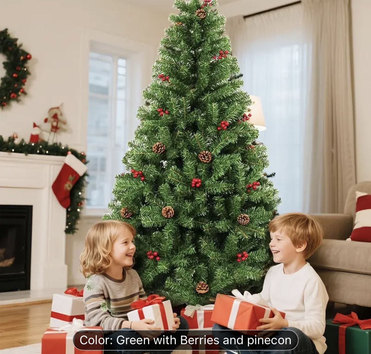 7ft Christmas tree 1000 branch tips with berries and pinecons for Sale ...