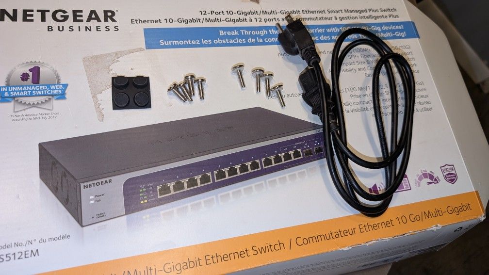 NETGEAR 12-Port 10-Gigabit Ethernet Switch (XS512EM-100NAS) for Sale in ...