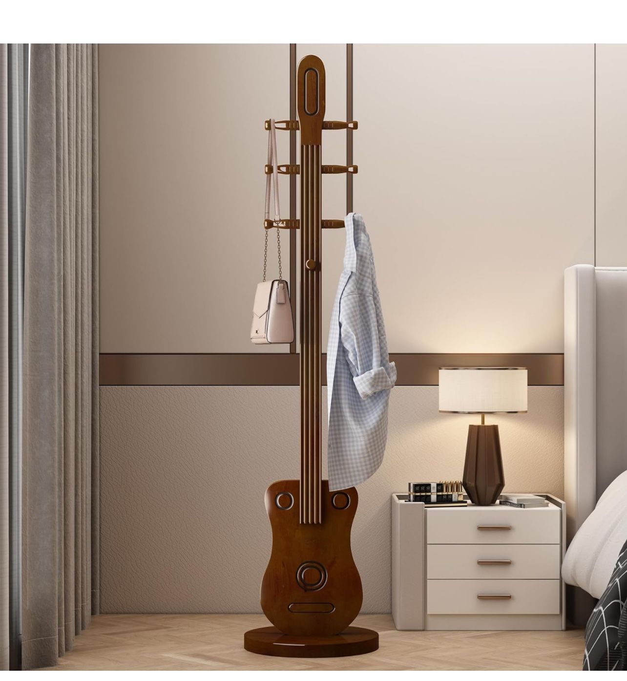 Wooden Violin Shape Coat Rack Stand Coat Rack Stand Freestanding Coat ...