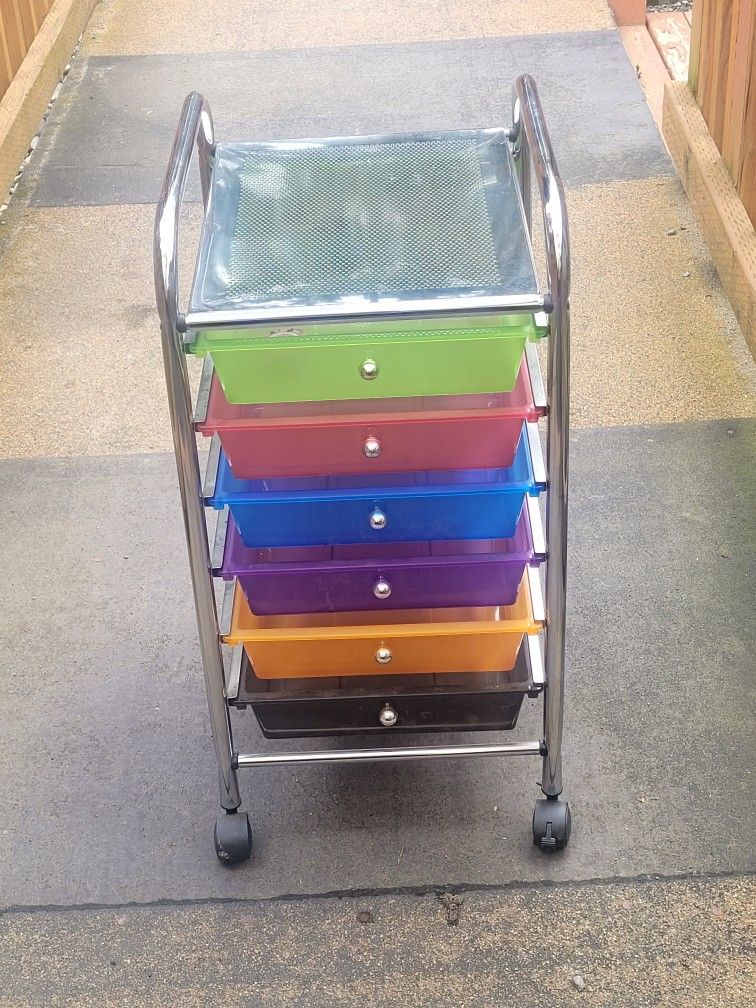 Set Of 6 Colored Drawers on Cart W/ Wheels for Sale in Kent, WA - OfferUp