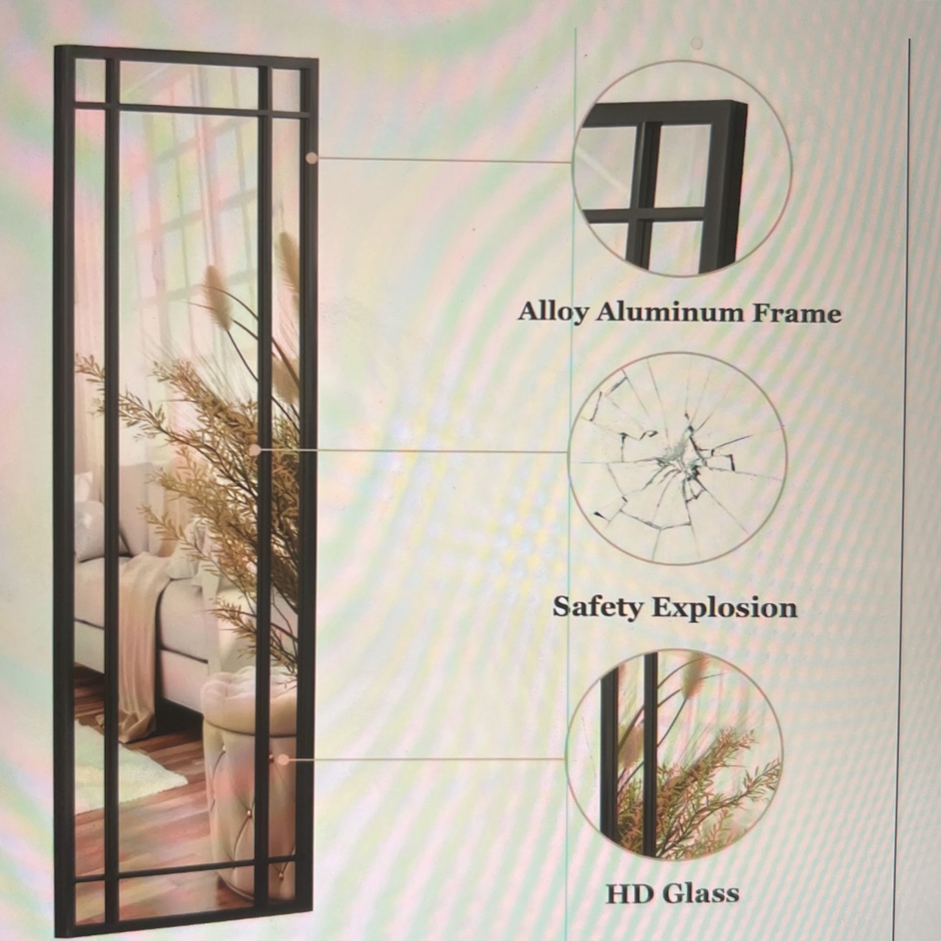 New NXHOME 64x21 Inch Full Length Mirror with no Stand. Black Framed ...