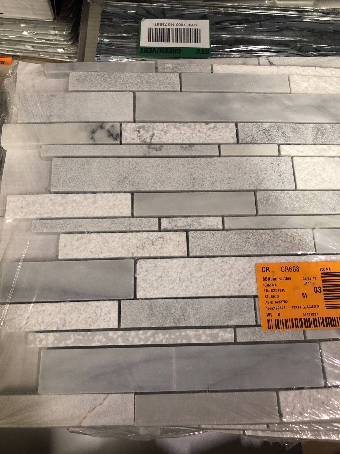 Daltile stone decor glacier 12in x 14in x 10mm marble linear mosaic ...