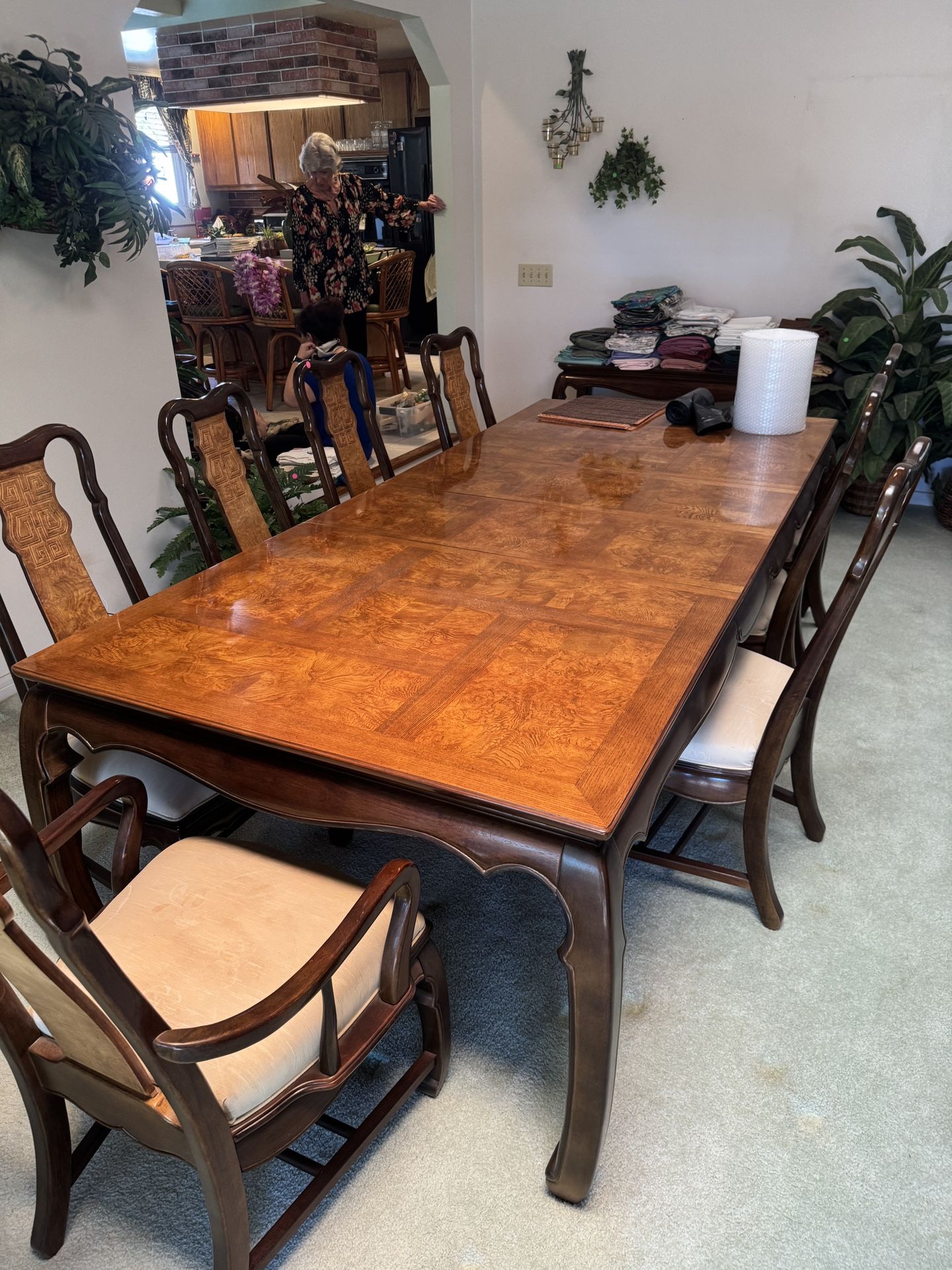 Beautiful large dining room table with many inserts for Sale in Costa ...