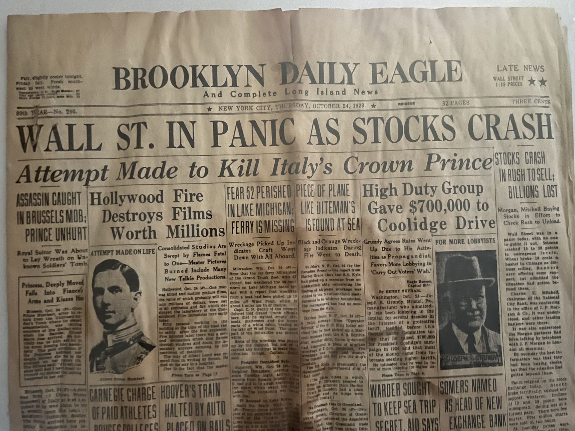 Stock Market Crash Of 1929 Newspaper