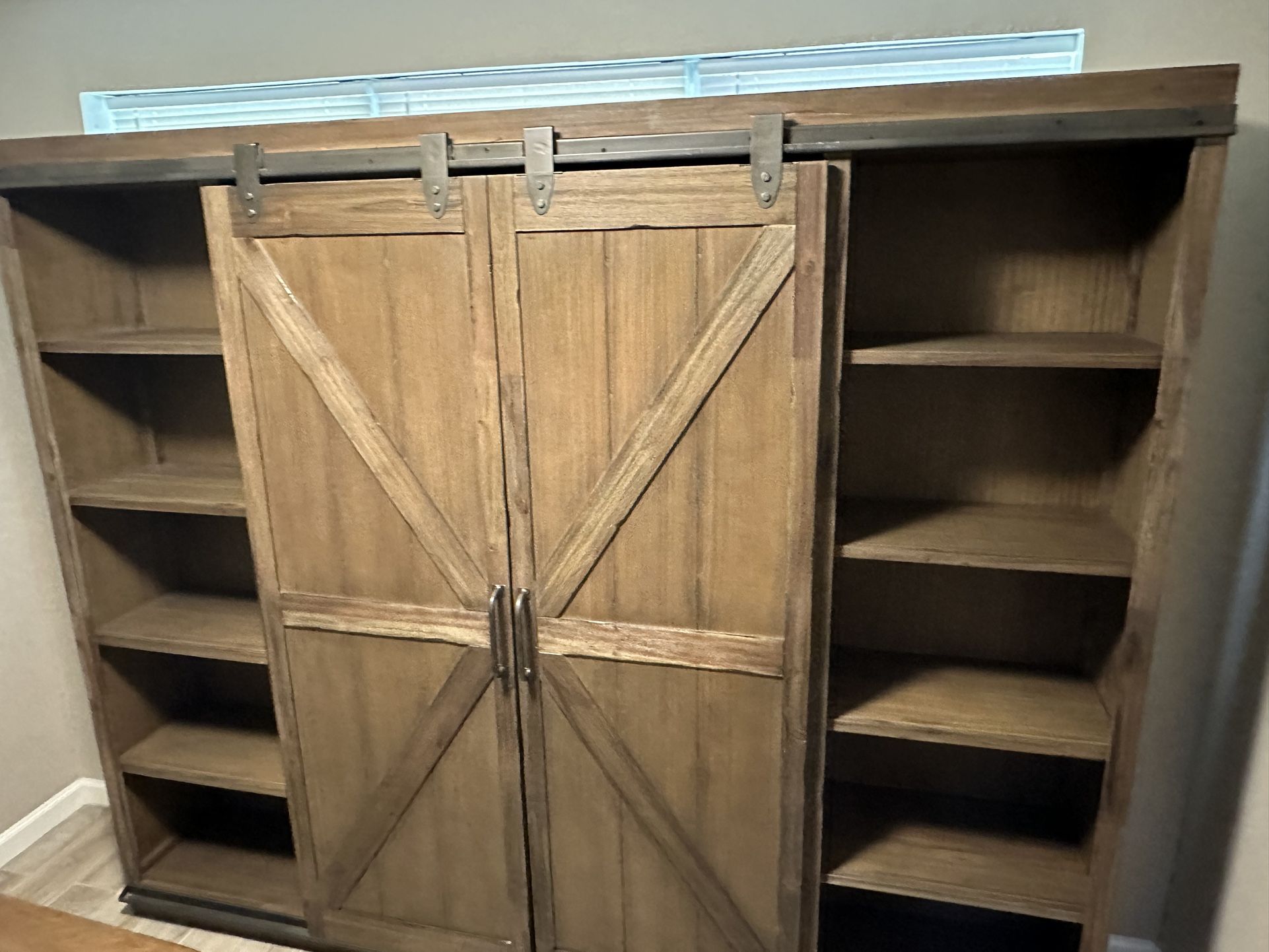 Large Burnt Alder Farmhouse Barn Door Bookshelf for Sale in League City TX OfferUp