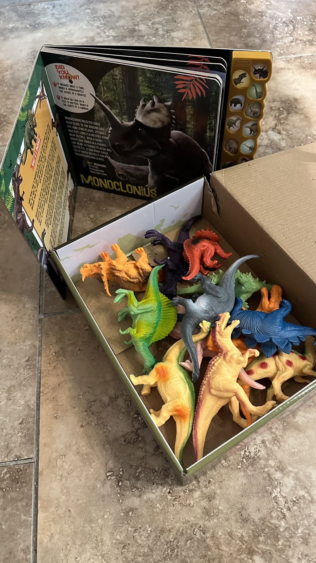 PREXTEX Dinosaur Toys for Kids 3-5 (12 Plastic Dinosaur Figures & Interactive Dinosaur Book with ...