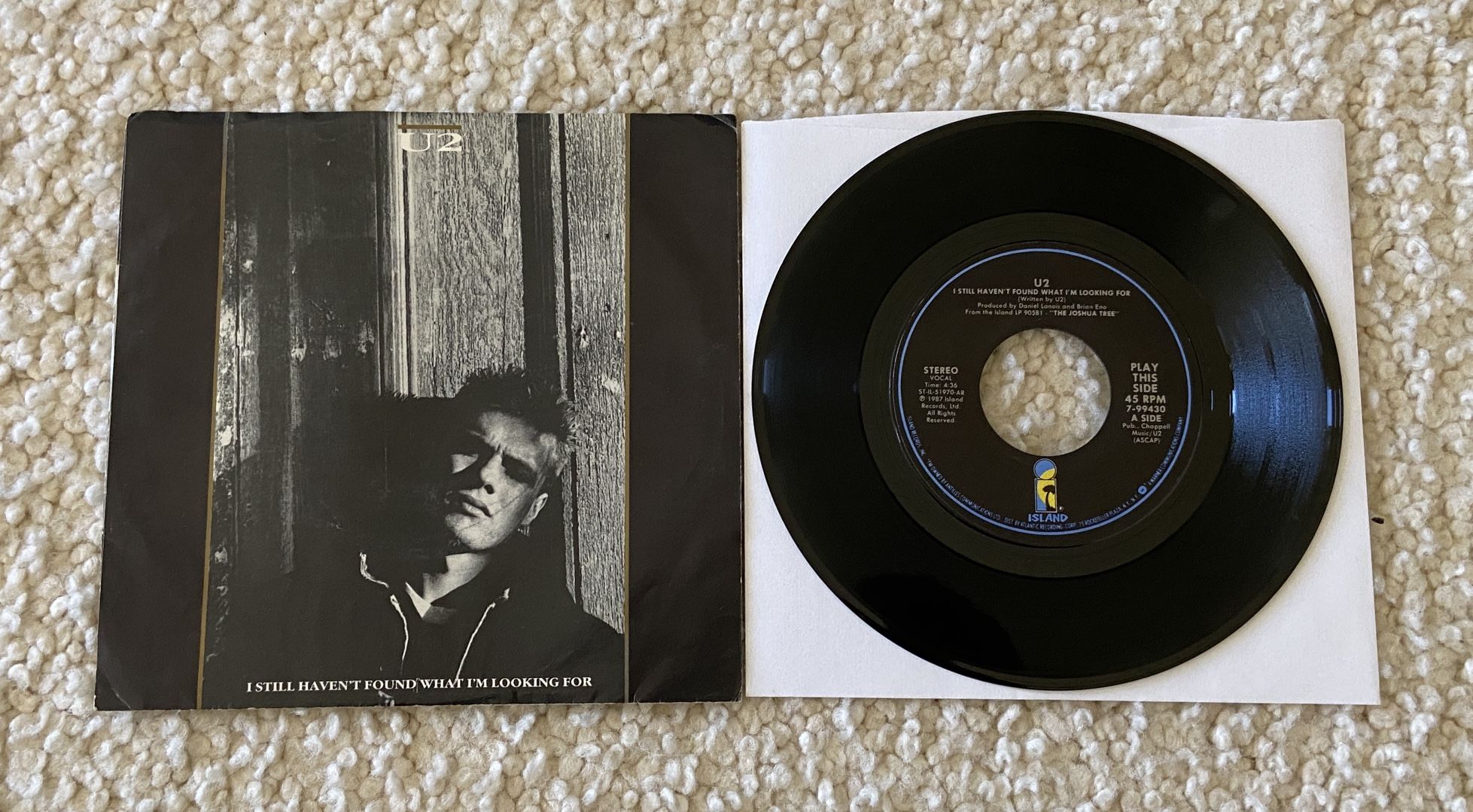 U2 “I Still Haven’t Found What I’m Looking For” Vinyl 7” Single With ...