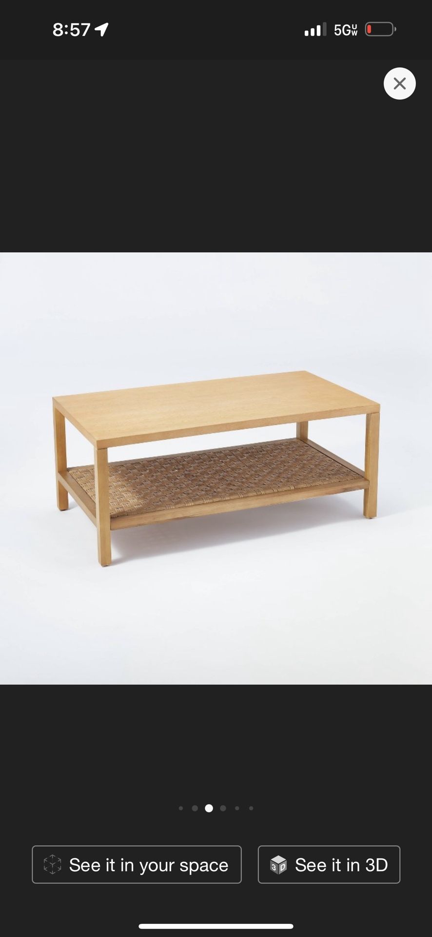 Palmdale Woven Coffee Table Natural - Threshold designed with Studio ...
