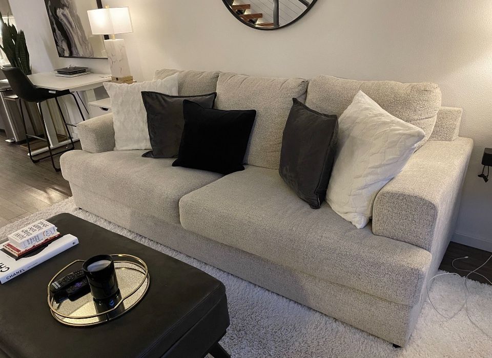 Beige Comfortable Couch Like New Clean Deep 94 Inches Long for Sale in ...