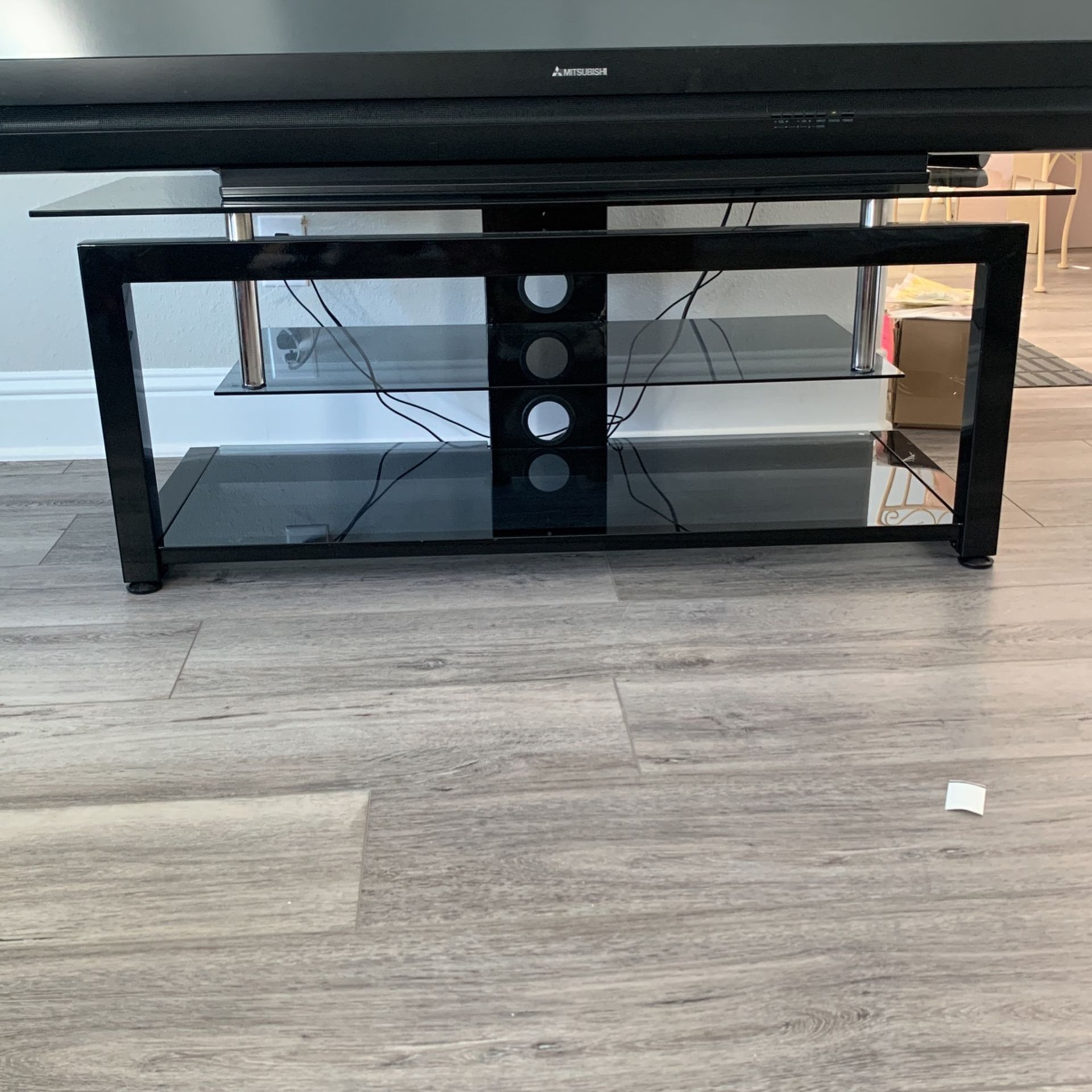 Modern 3 Shelf Tinted Glass TV Stand Furniture