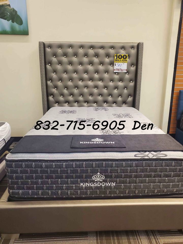 Deluxe gold color leather 6Ft tall bed for Sale in Houston, TX - OfferUp