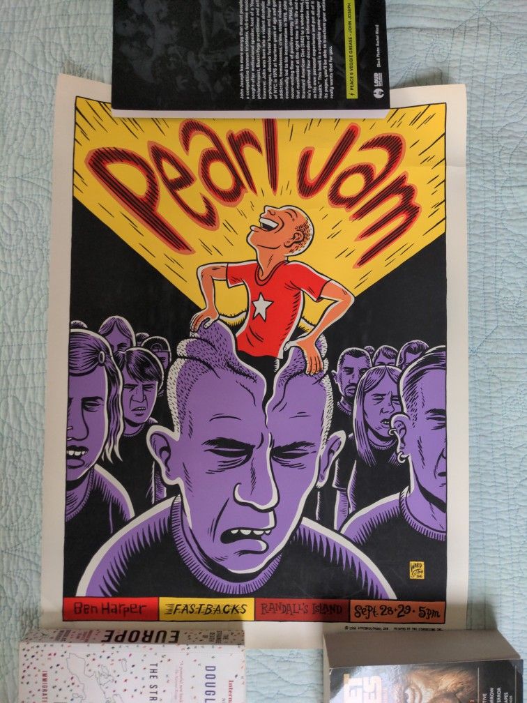 1996 Pearl Jam-NYC Silkscreen Concert Poster, Randall's Island. By Ward Sutton for Sale in ...