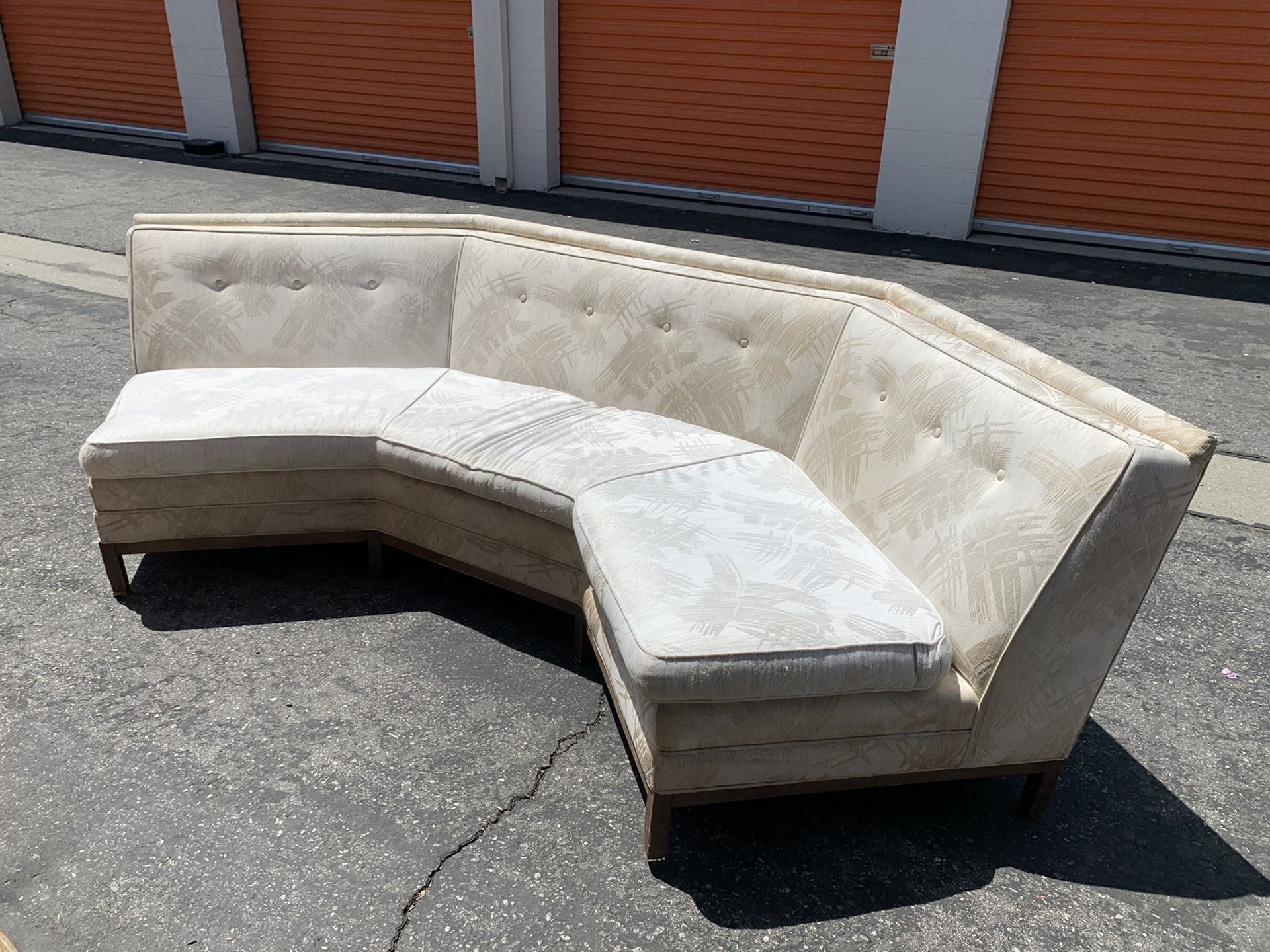 Retro Vintage Mid Century Modern Half Octagon Shape Sofa Couch Art Deco ...
